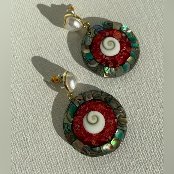 Handmade | Jewelry | Abalone Shell And Shiva Eye Earrings | Poshmark